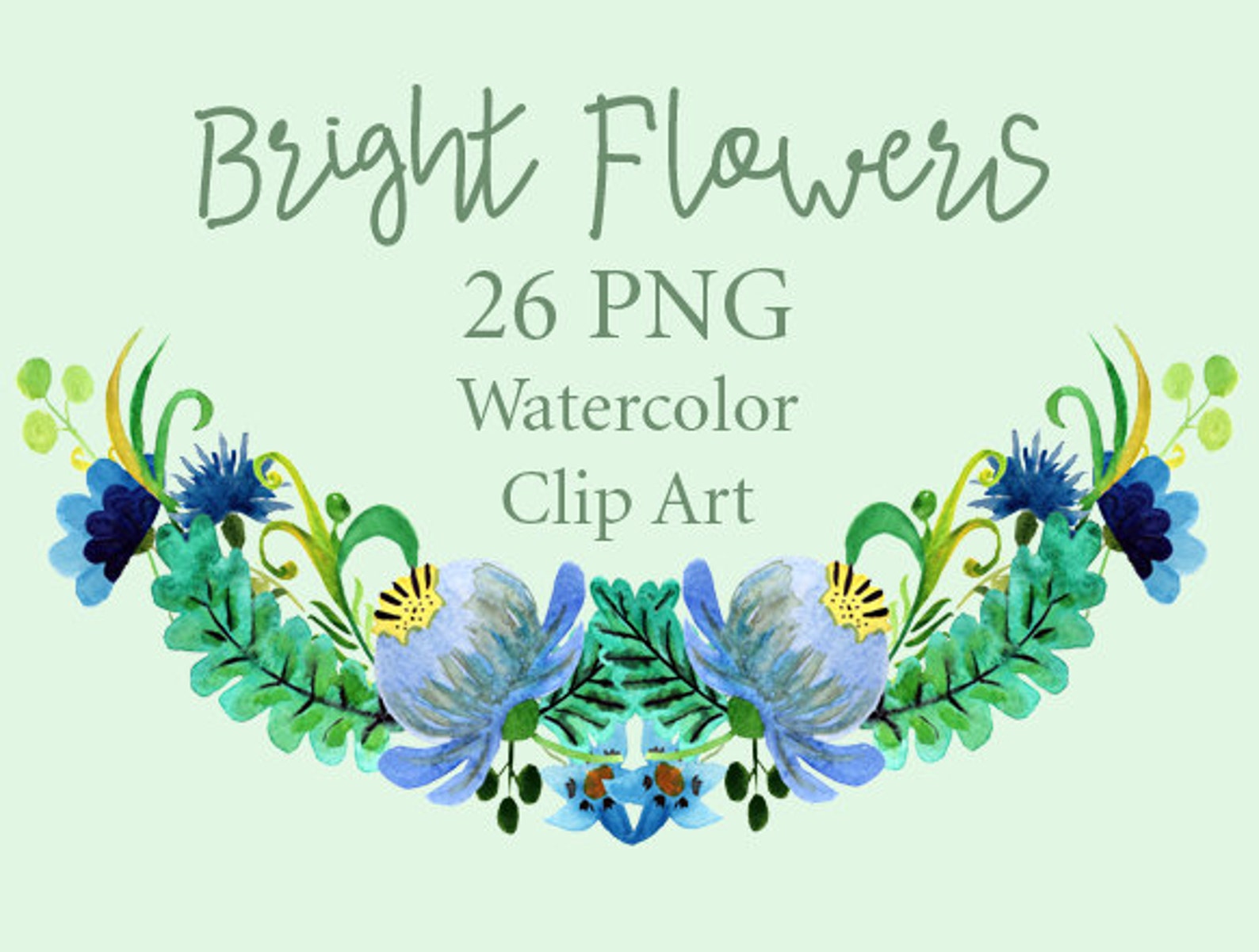 Hand-painted Watercolor Bright Flowers Clip Art Digital - Etsy