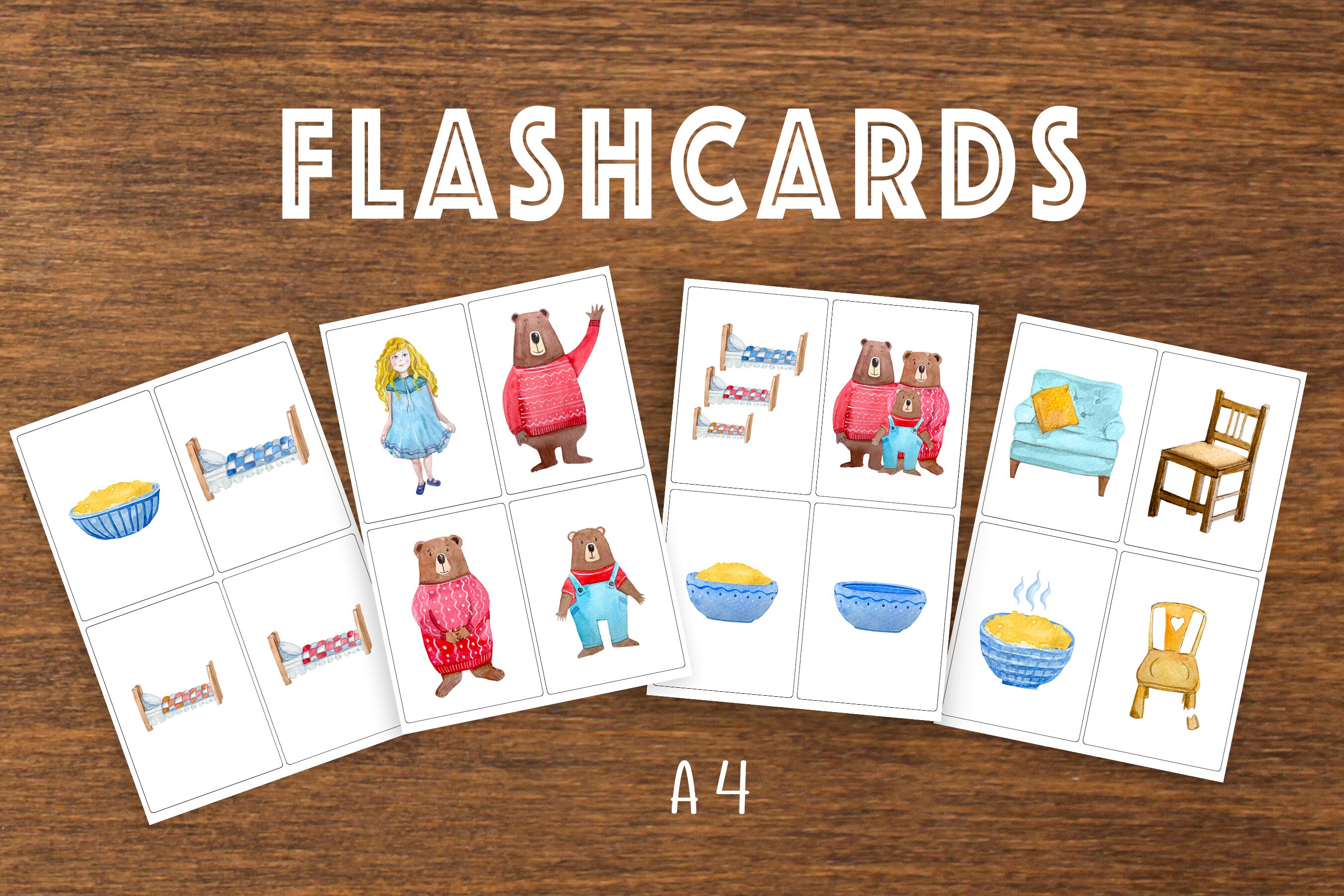 Goldilocks Watercolor Clip Art Set and Flashcards - Etsy Canada