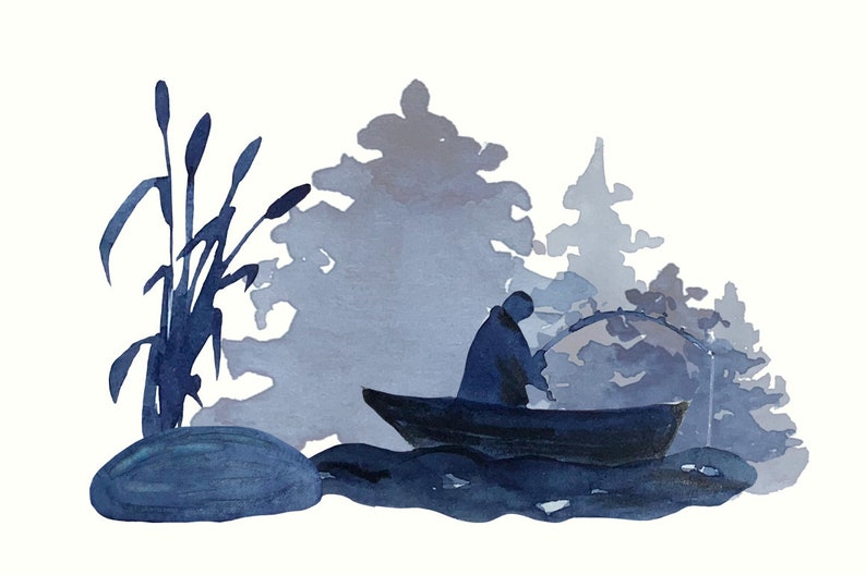 Watercolor Fishing Clip Art Set - Etsy