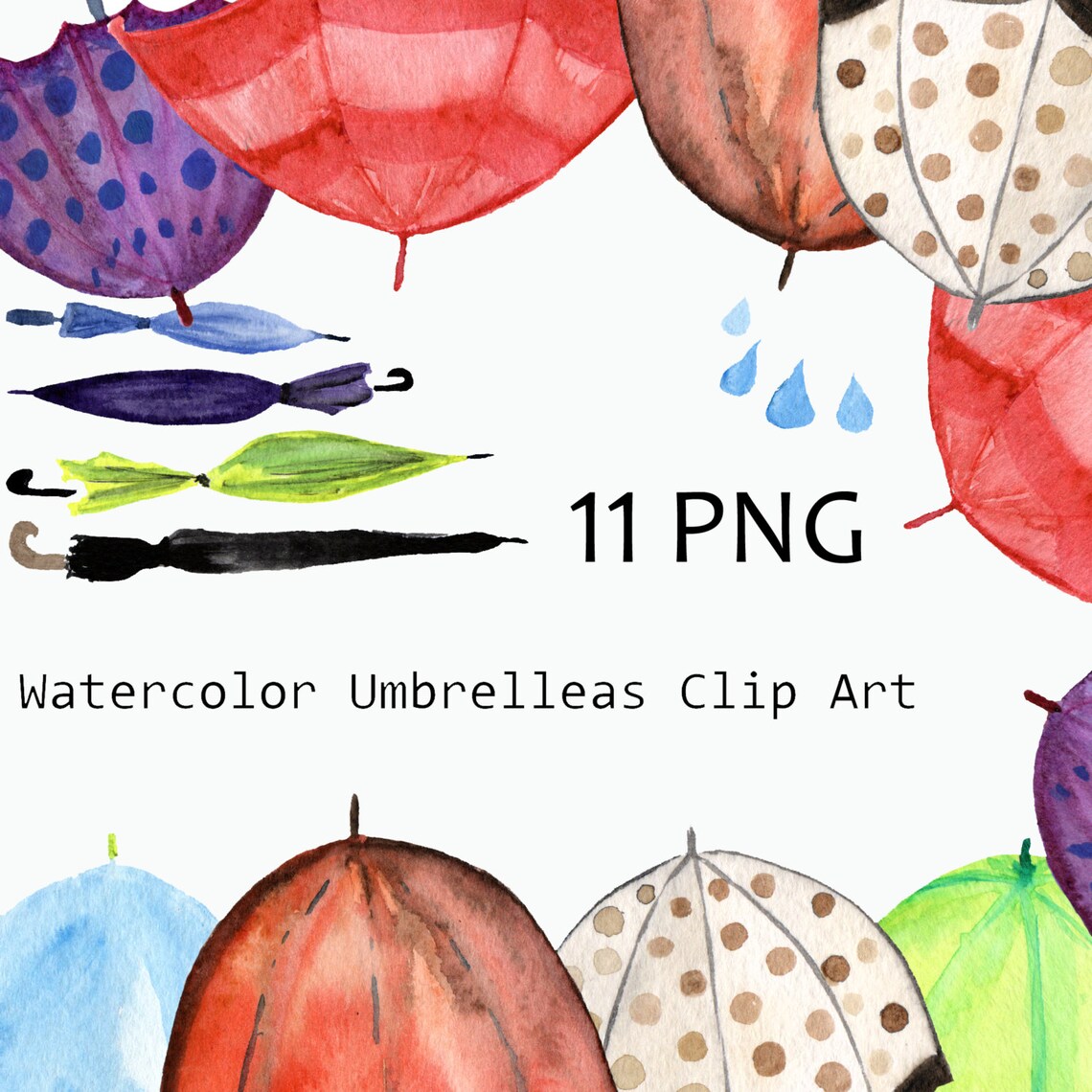 Watercolor Umbrellas Clip Art - Etsy