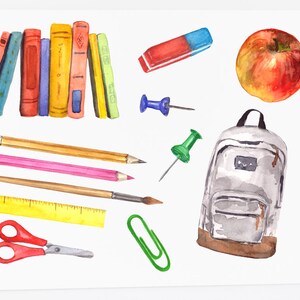 Watercolor School Clip Art Set - Etsy