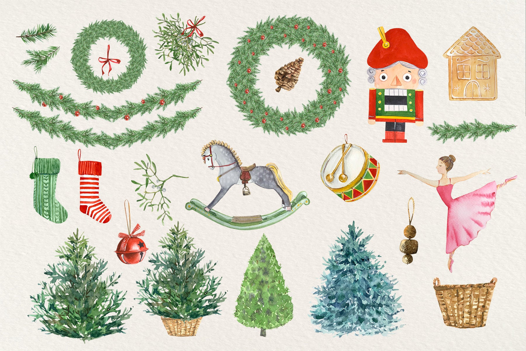 Classic Christmas Clip Art Set | Etsy