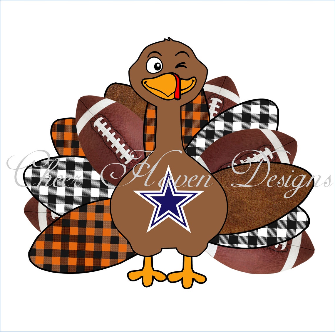 Turkey Boy Football Blue Star Fall Thanksgiving Plaid Leather PNG ...