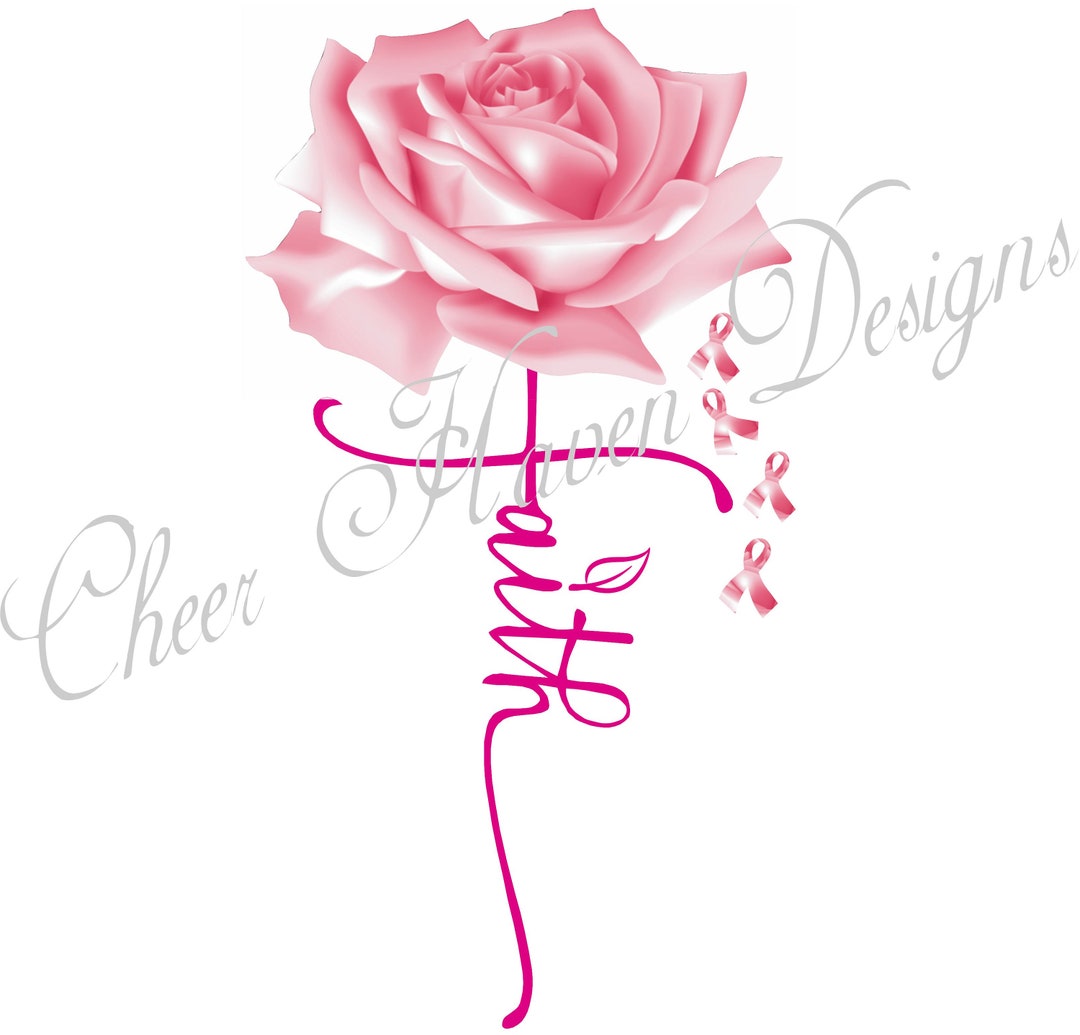 Pink Rose Faith Ribbon Png INSTANT Digital Download Jpg Sublimation ...