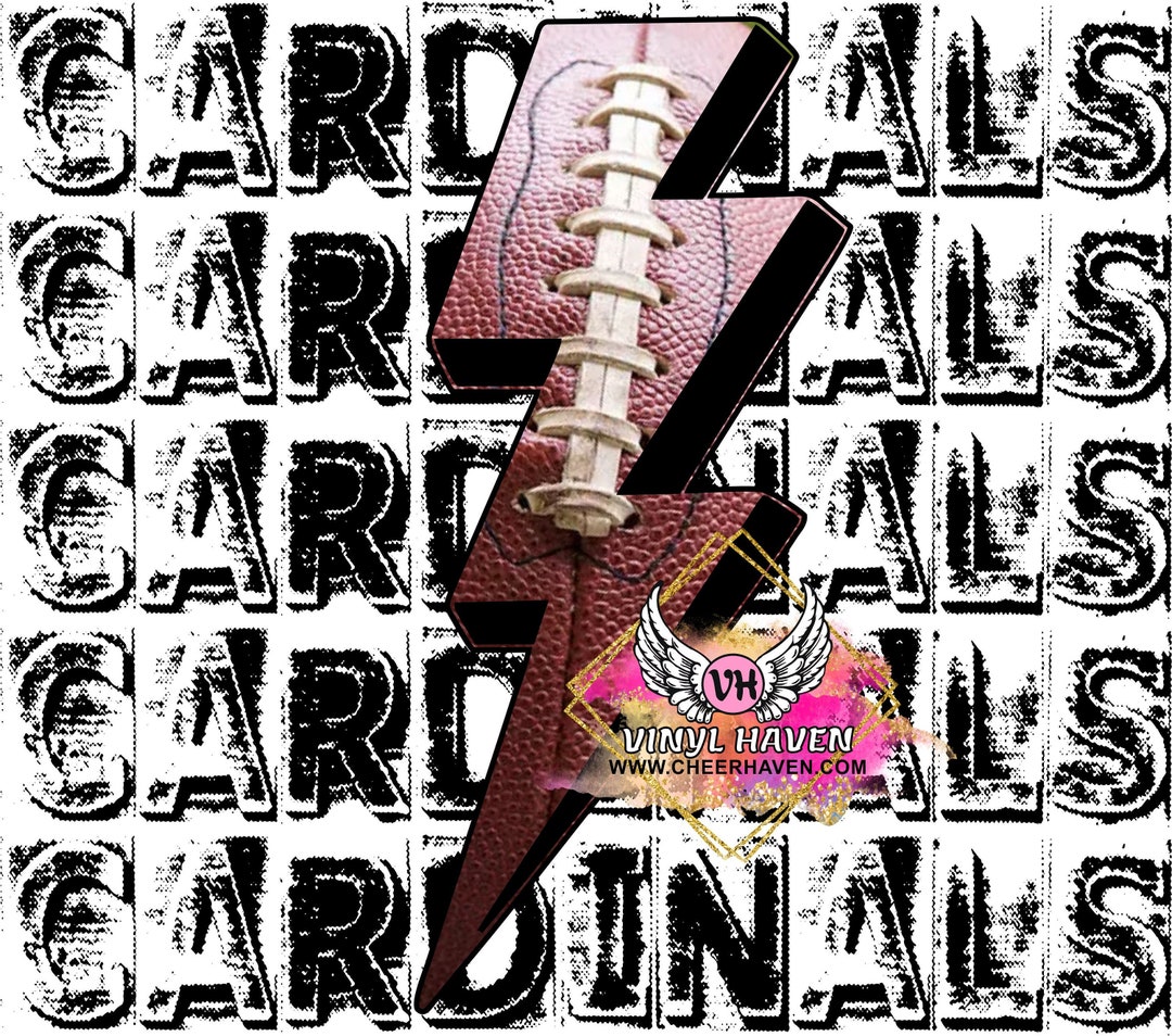 Lightning Bolt Distressed Cardinals Game Football Team Spirit Design ...