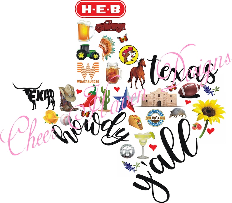 Texas Things Howdy Y'all Texas Favorites PNG INSTANT | Etsy