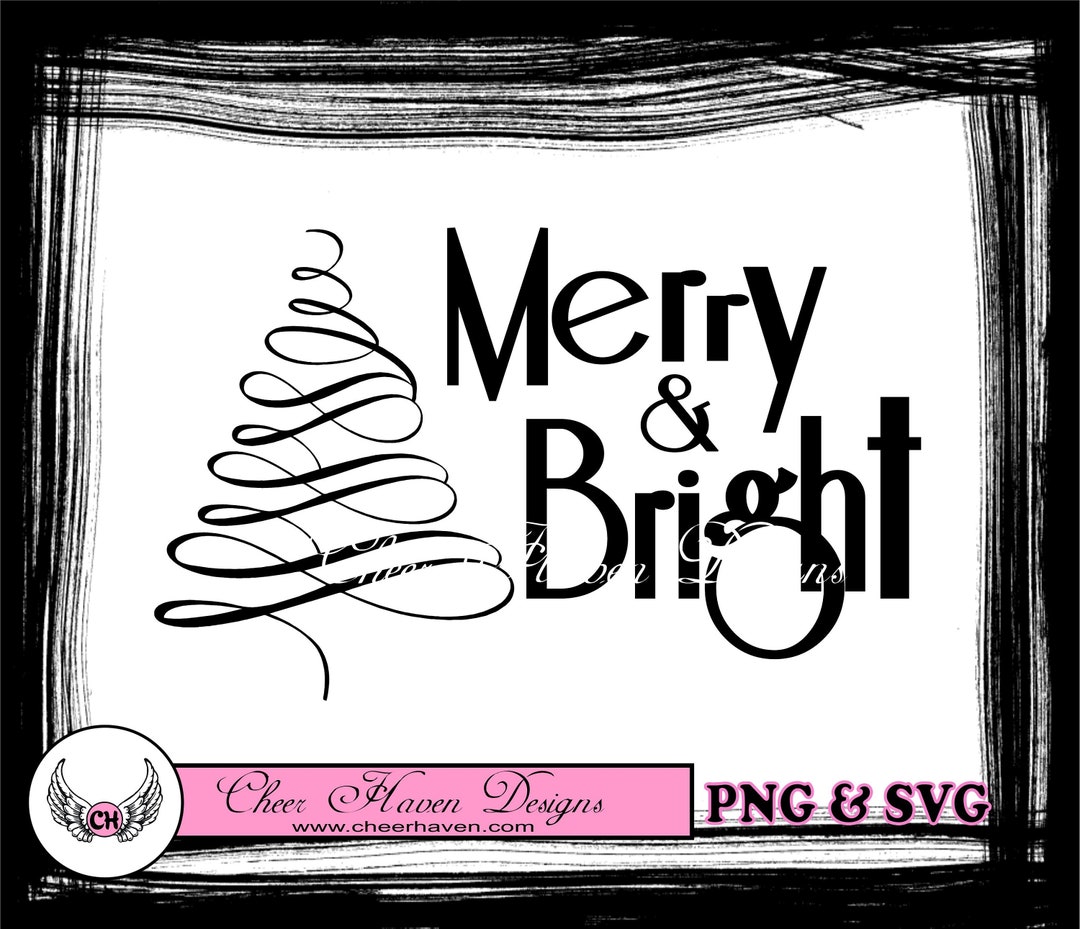 Merry & Bright Christmas Tree SVG PNG INSTANT Digital Download - Etsy