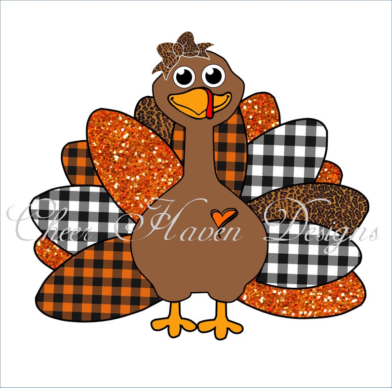 Turkey Girl Bow Fall Thanksgiving Plaid Leopard (Instant Download) - Etsy