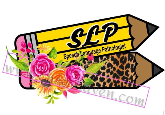 SLP Speech Language Pathologist Leopard Floral Pencil Back to | Etsy