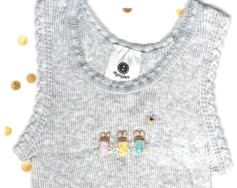 Rabbit Singlet Embroidered Baby White Bunny Singlet Unisex | Etsy