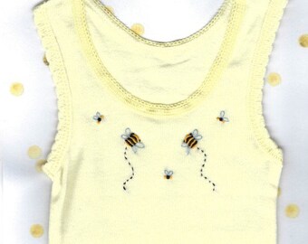 Baby Singlet Bee Baby Vest Newborn Gift Hand Embroidered | Etsy