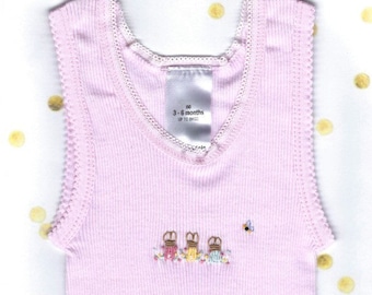 Rabbit Singlet Embroidered Baby White Bunny Singlet Unisex | Etsy