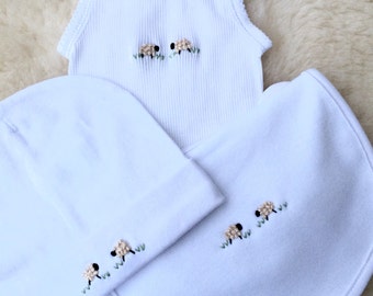 Baby Singlets Bib And Beanie Set. Baby Sets Embroidered | Etsy