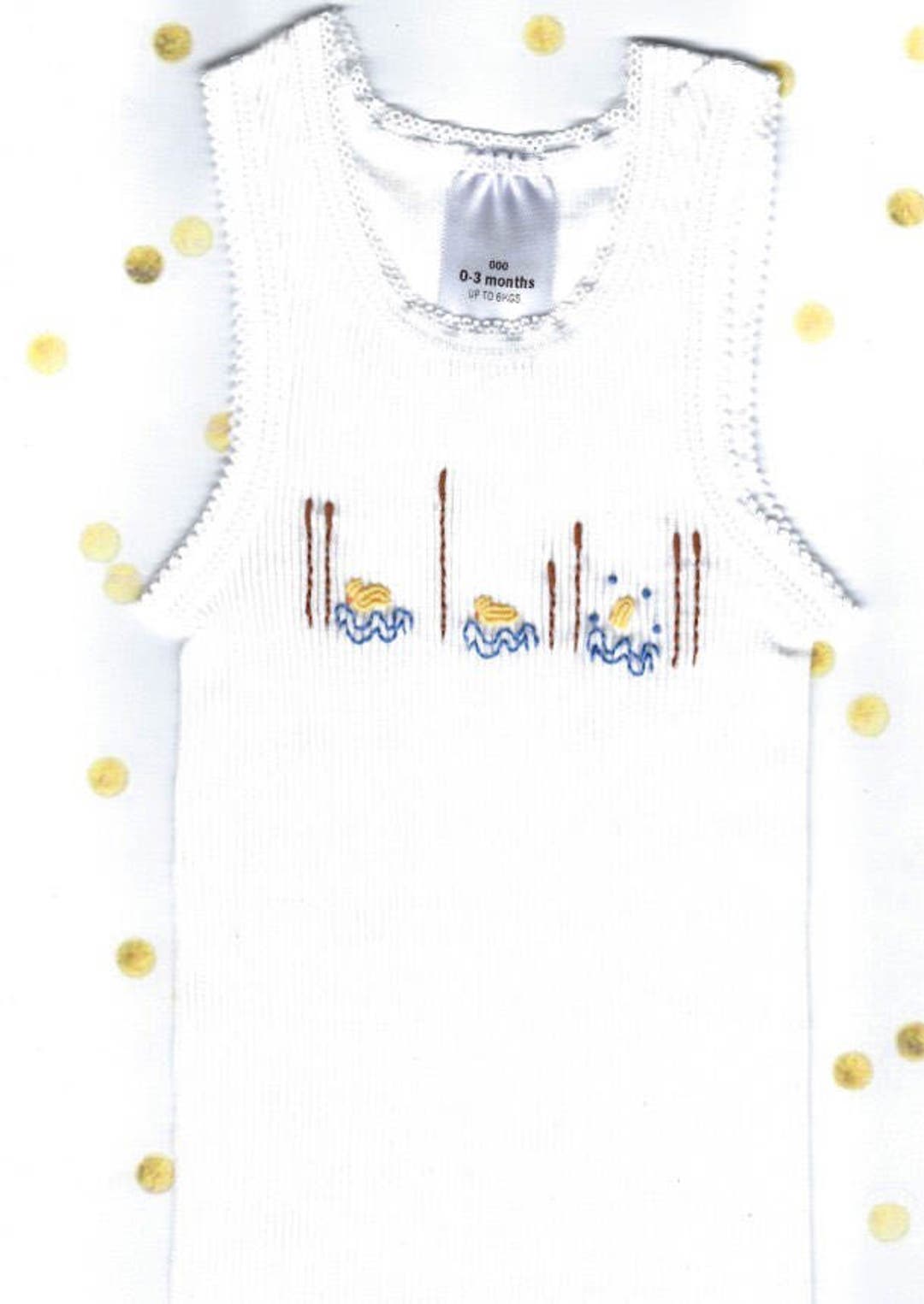 White Duck Baby Singlet, Hand Embroidered Baby Singlet, Vest, Unisex ...