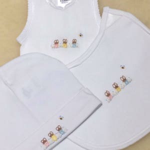 Baby Singlets, Bib and Beanie Set. Baby Sets, Embroidered Clothing ...