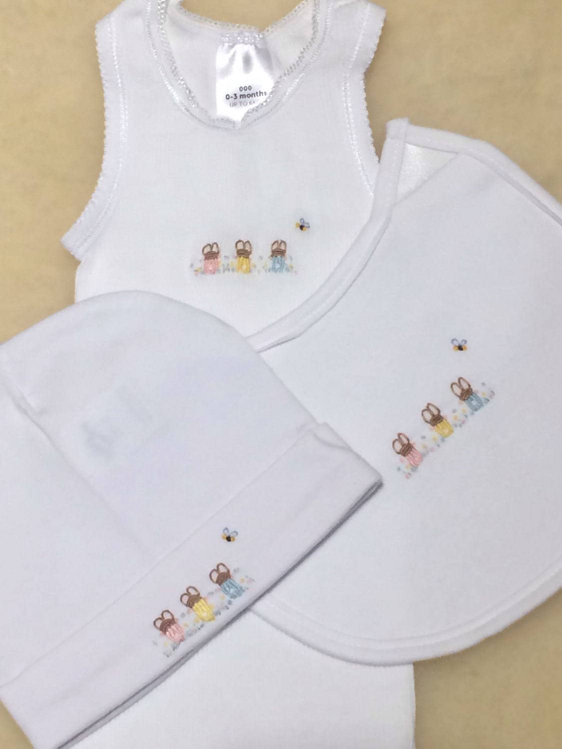 Baby Singlets Bib And Beanie Set. Baby Sets Embroidered | Etsy