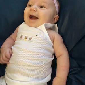 Rabbit Singlet, Embroidered Baby White Bunny Singlet, Unisex Clothing ...