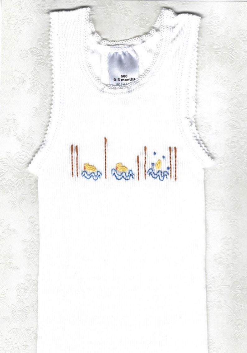 White Duck Baby Singlet Hand Embroidered Baby Singlet Vest | Etsy