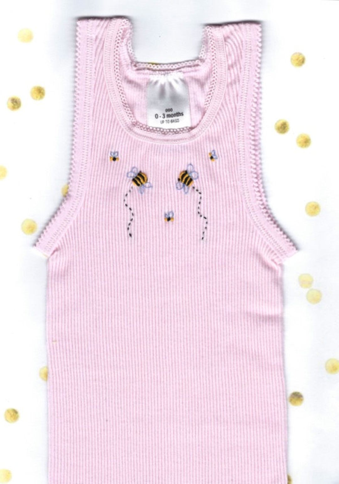 Baby Singlets, Baby Girl Clothing, Embroidered Baby Singlet, Bee Baby ...
