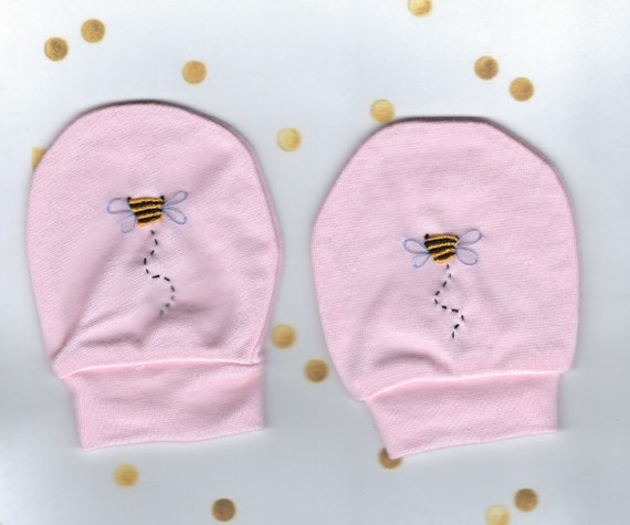 Baby Mittens Hospital Mittens Embroidered Mittens Pink | Etsy