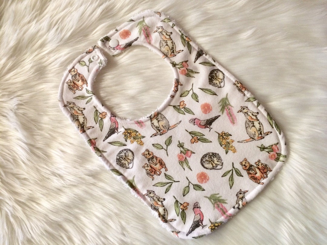 Baby Bib, Native Australian Bib, Aussie Bib, Flannel Bib, Quokka Bib ...