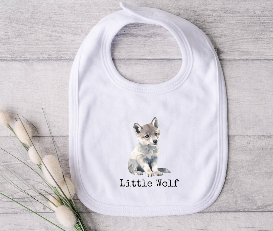 Little Wolf, Little Wolf Bib, Baby Wolf Bib, Wolf Pup, New to the Pack ...