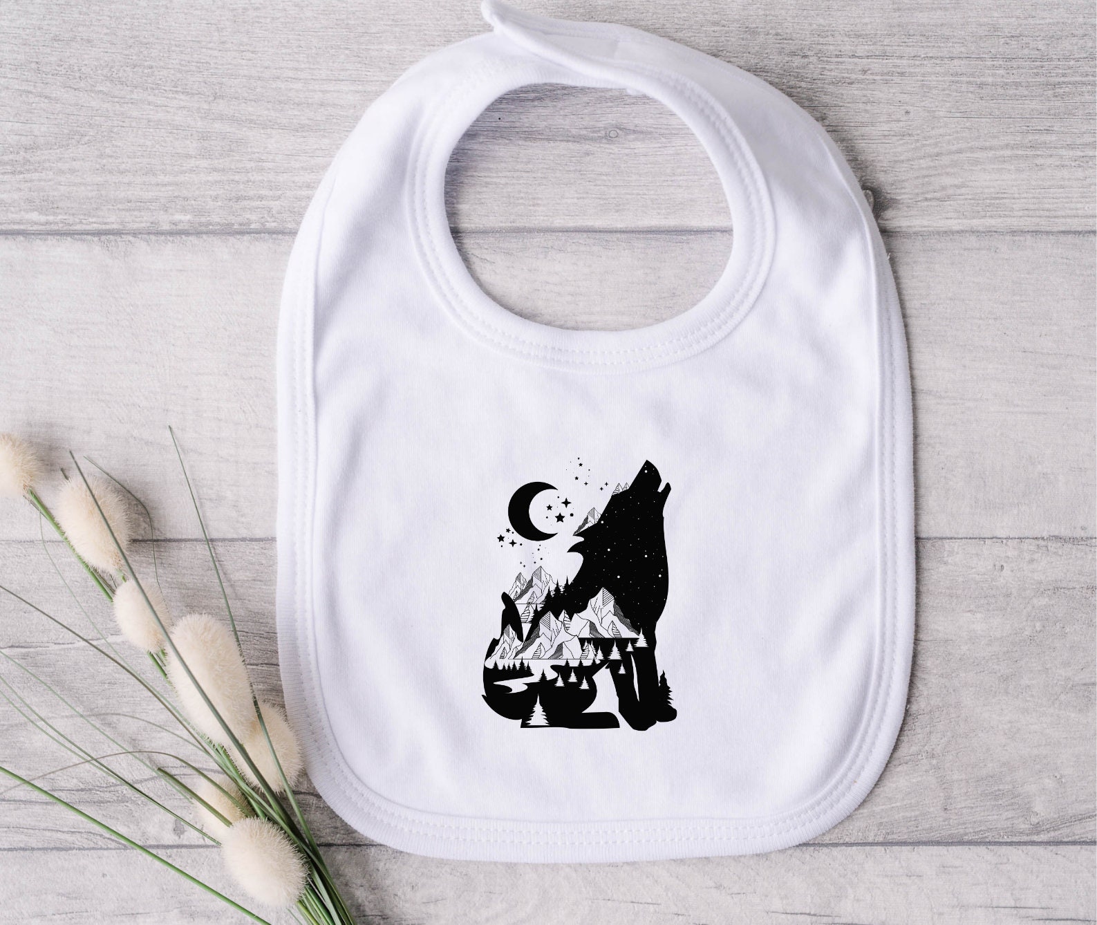 Wolf Bib, Howling Wolf Bib, Wolf Pup, New to the Pack, Wolf Baby Gift ...