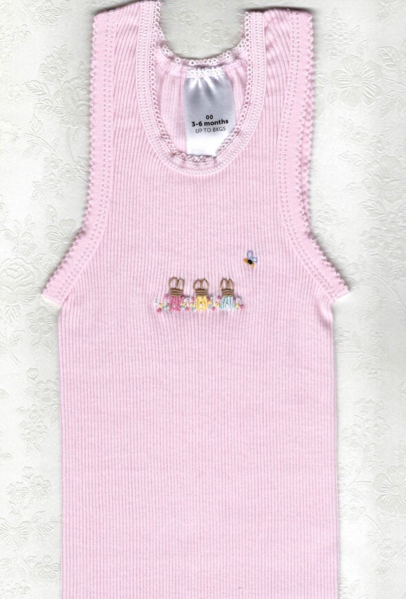 Embroidered Pink Bunny Rabbit Baby Singlet | Etsy