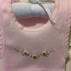 Baby Singlet, Floral Rose Singlet, Hand Embroidered Baby Pink Rose ...