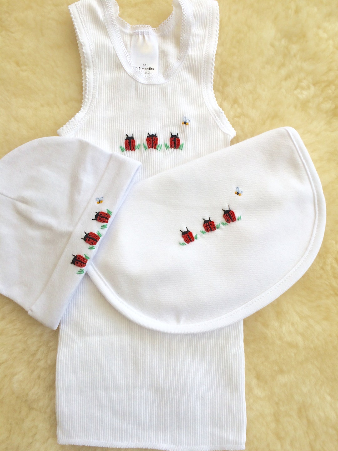 Matching Baby Set, Baby Singlet, Baby Beanie, Baby Bib, Embroidered ...