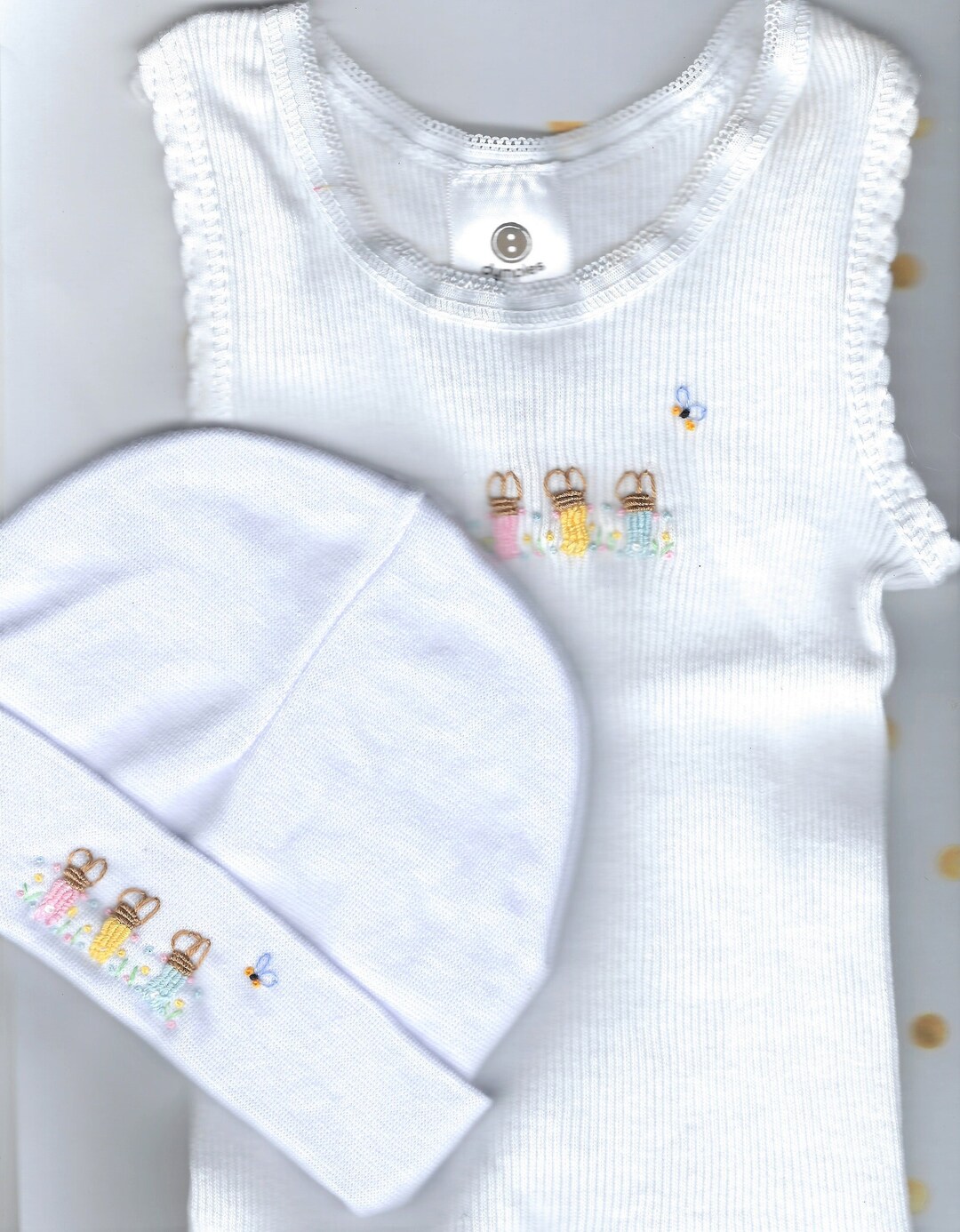 Baby Singlets, Top and Beanie Set. Baby Sets, Embroidered Clothing ...
