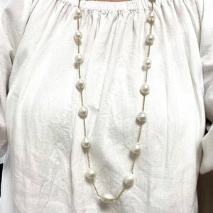 Freshwater Pearl Drop Shape Pearl Silver Gold Plated Chain Long Station ...