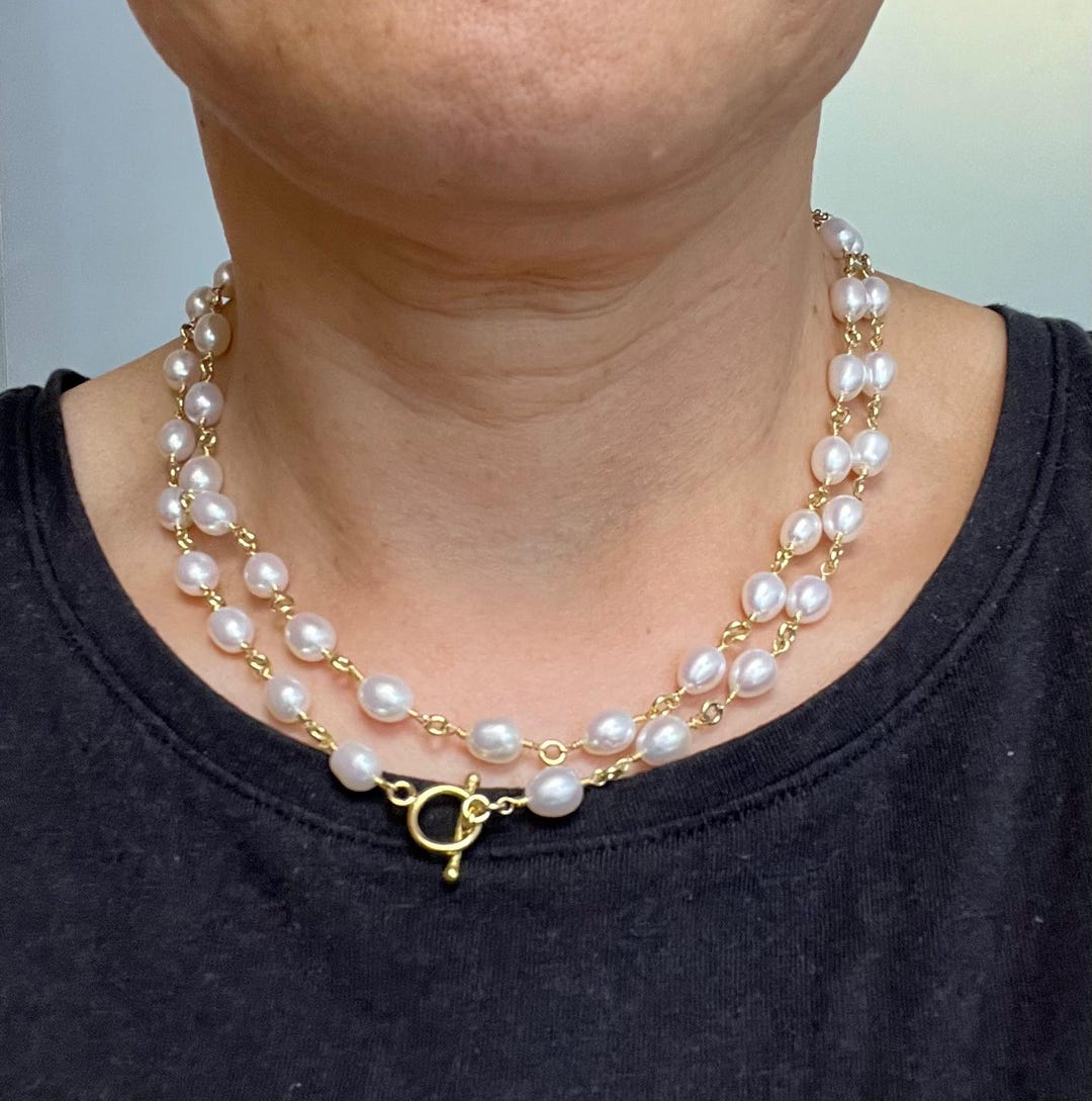 Drop Shape Freshwater Pearl Wire Wrapped Silver Gold Plated Long ...