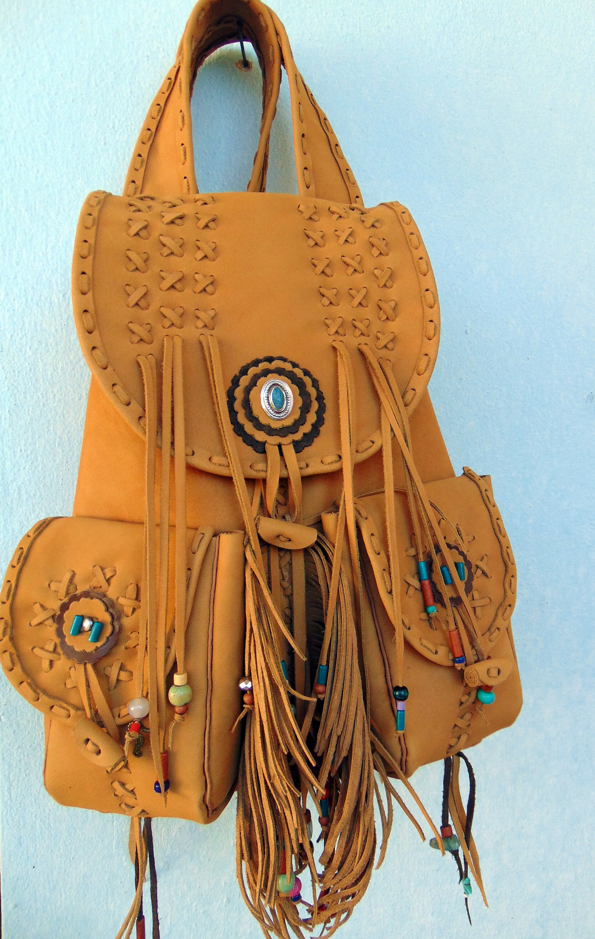 Brown Backpack. Handmade Native American inspired. Boho | Etsy