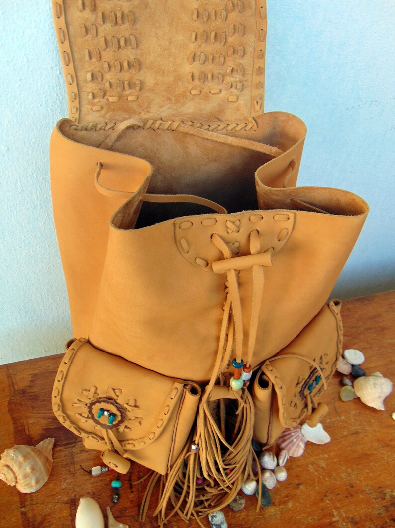 Brown Backpack. Handmade Native American Inspired. Boho - Etsy