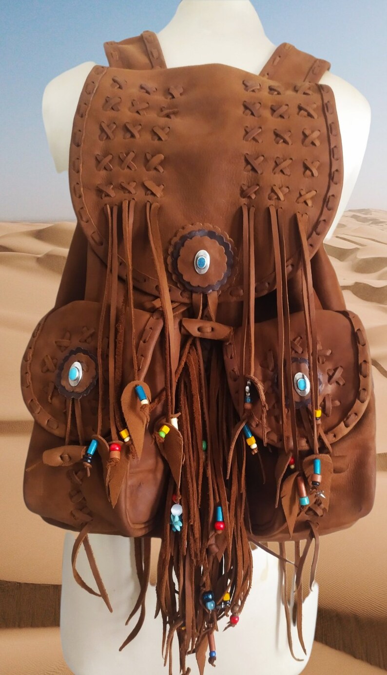 Brown Backpack. Handmade Native American Inspired. Boho - Etsy