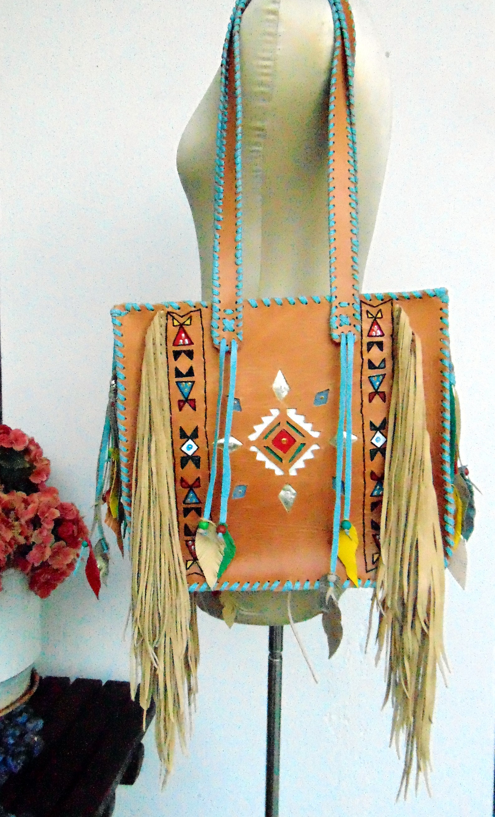 Shoulder Handmade Leather Bag.native American Inspired.totte Fringed ...