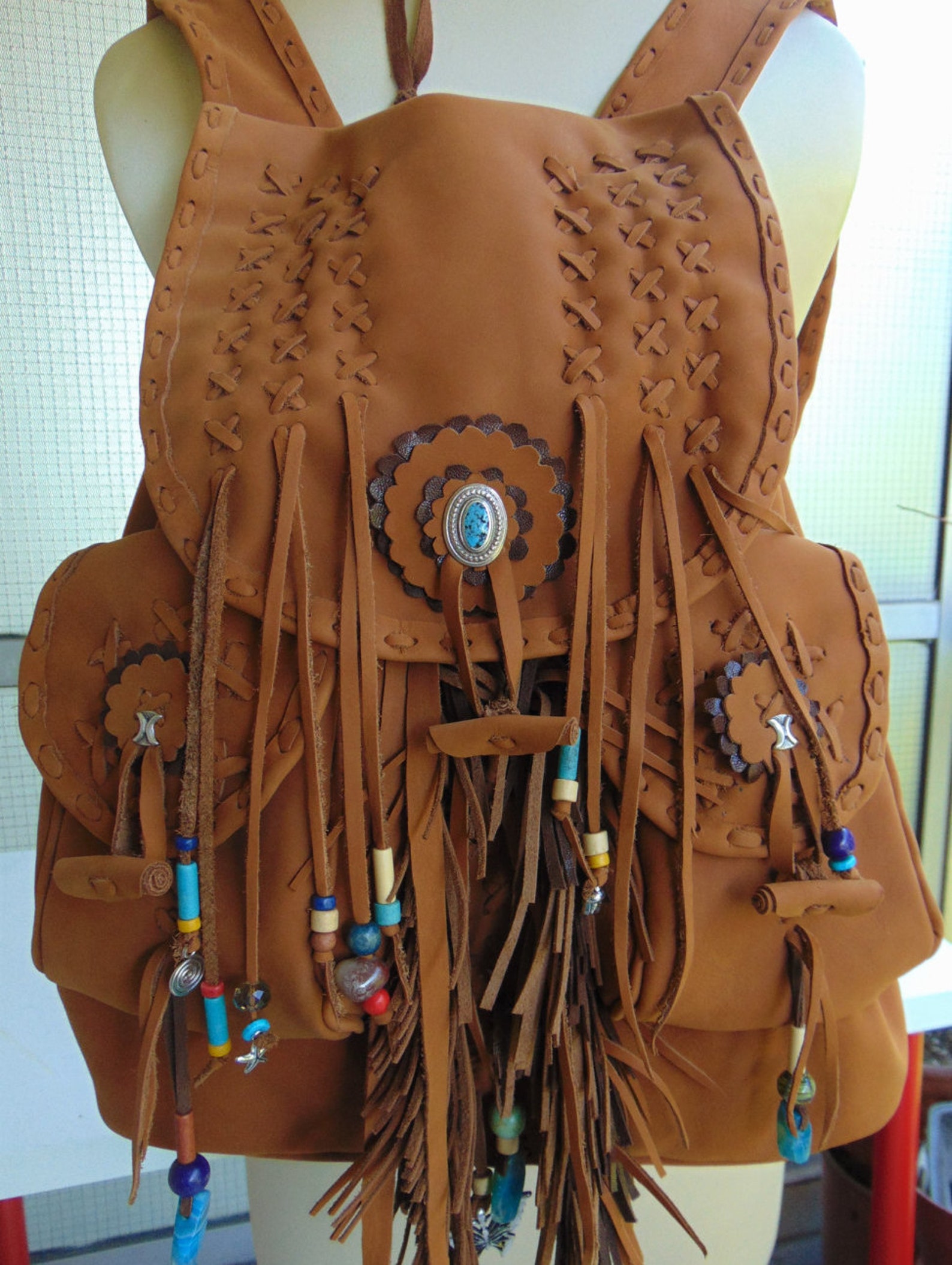 Brown Backpack. Handmade Native American Inspired. Boho - Etsy