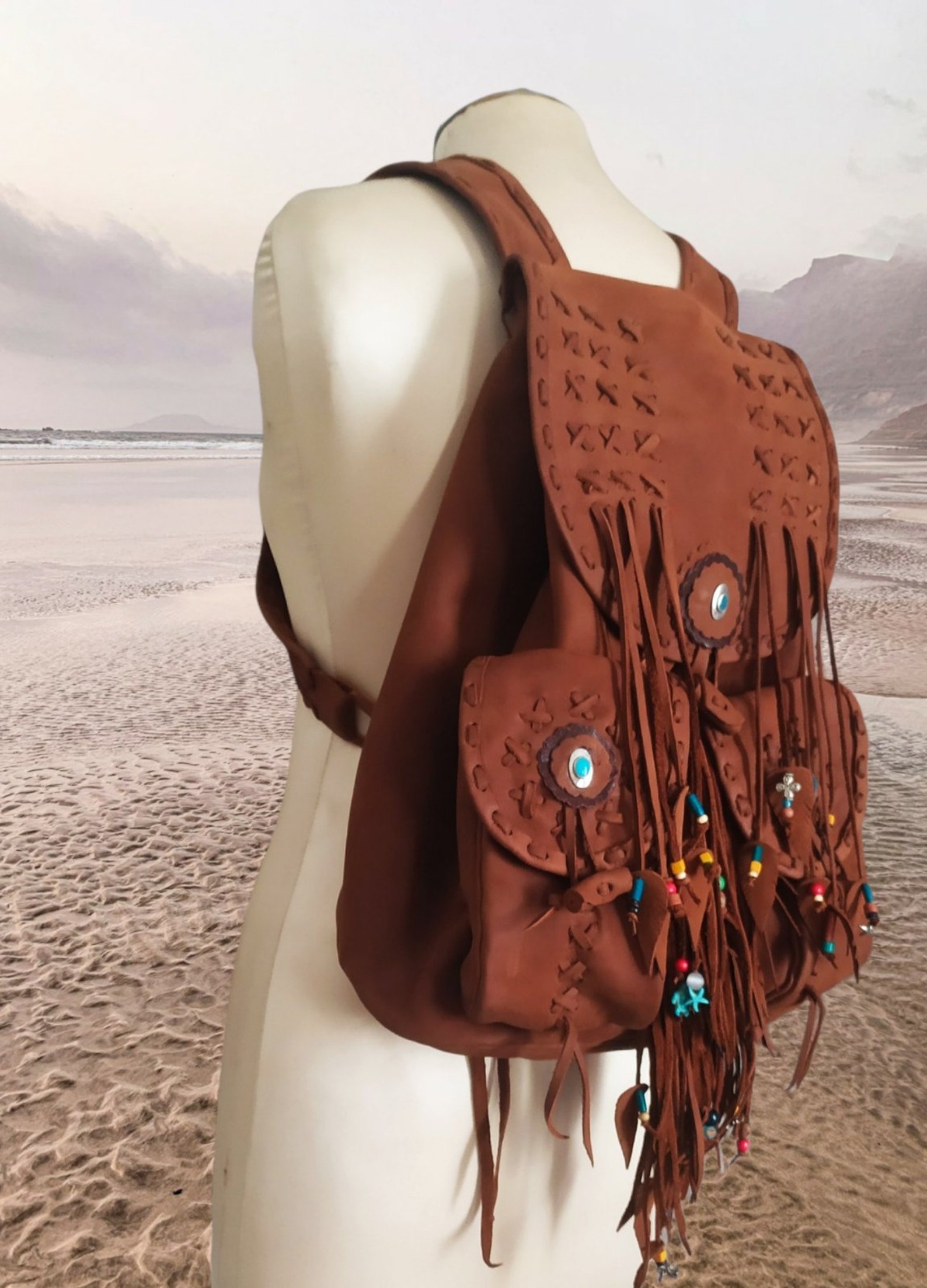 Brown Backpack. Handmade Native American Inspired. Boho - Etsy