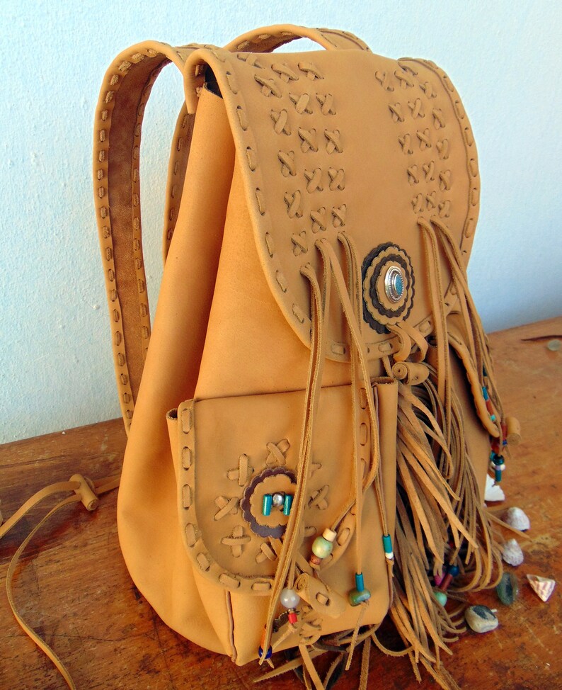 Brown Backpack. Handmade Native American inspired. Boho | Etsy