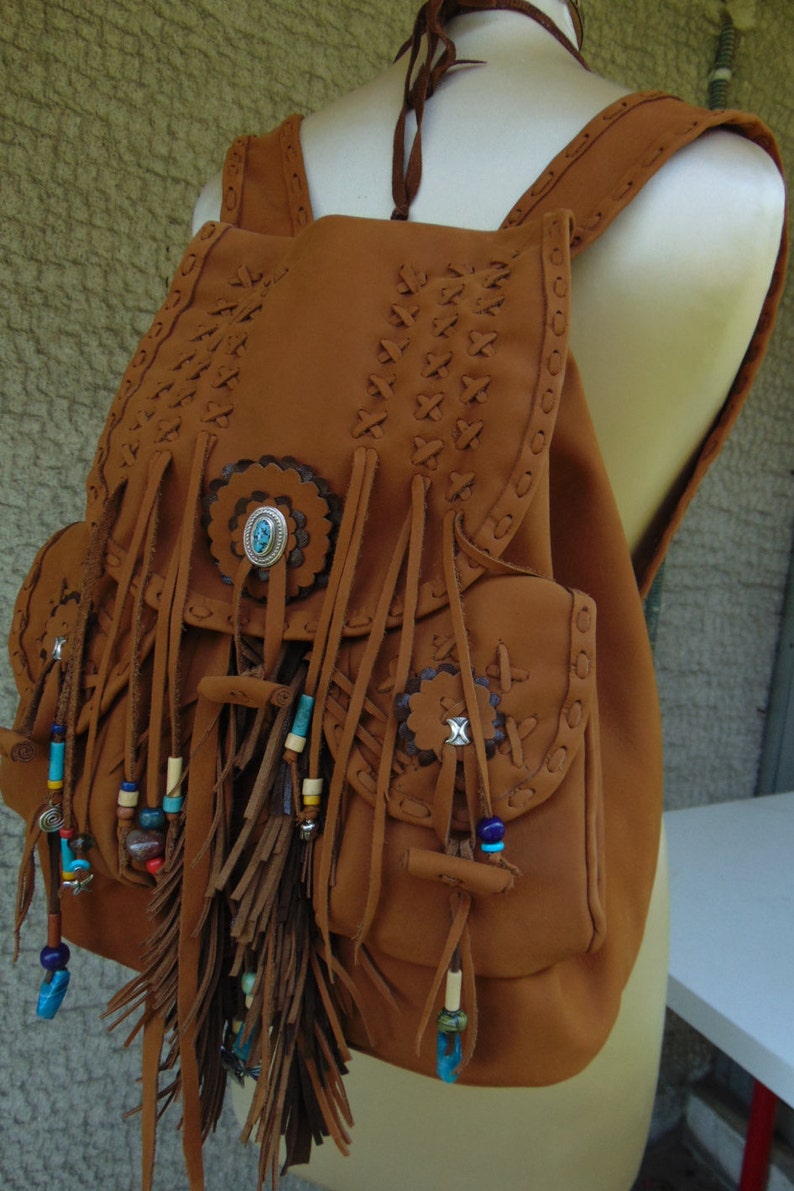 Brown Backpack. Handmade Native American Inspired. Boho - Etsy