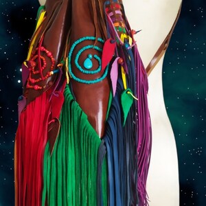 Backpack. Rainbow Colors Fringed Backpack. Handmade Leather. - Etsy