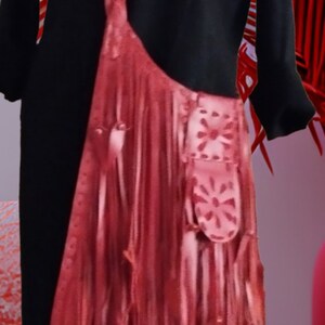 Red Crossbodyfringed Leather Bag. Native American Inspired.handmade ...