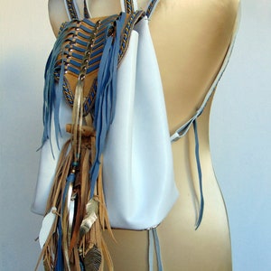 Backpacks. White Leather Fringed Backpack. Handmade Leather Bag. Native ...