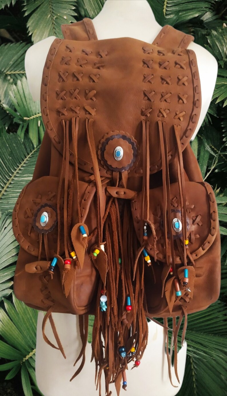 Brown Backpack. Handmade Native American Inspired. Boho - Etsy
