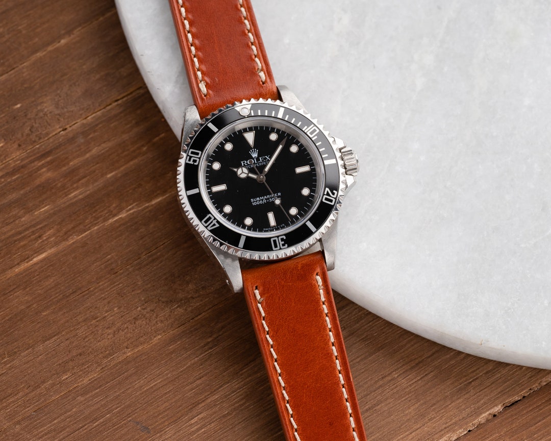 20mm 22mm Quick Release Handmade Genuine Leather Watch Strap - Orange ...