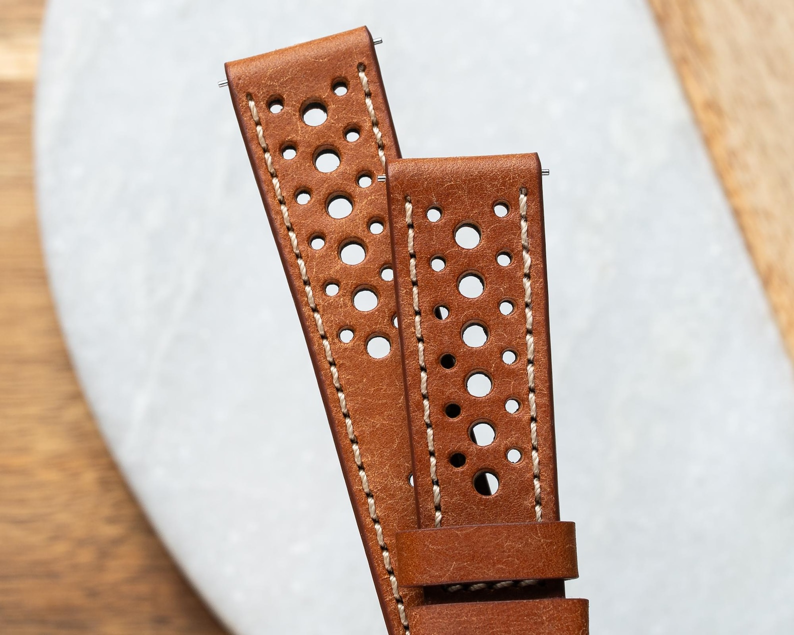 20mm 22mm Quick Release Leather Rally Racing Watch Band - Cognac Brown ...