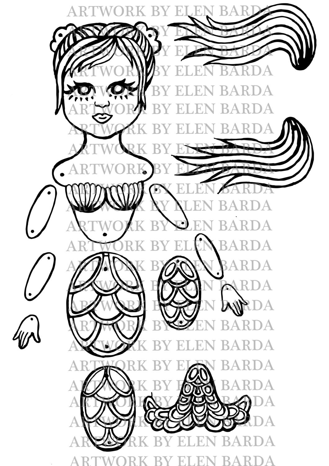 Mermaid Paper Dolls Free Printables