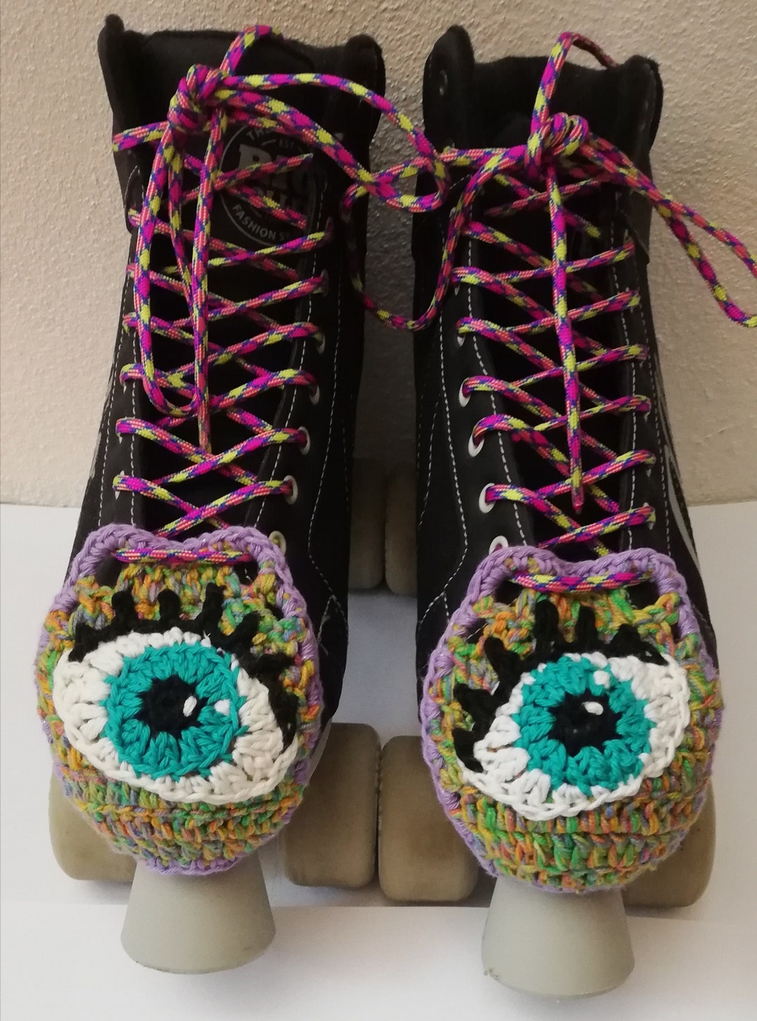 Crochet Eyes Roller Skate Toe Protector and Laces Set for Adult Roller ...