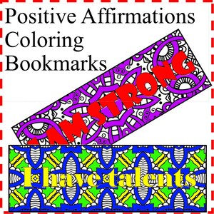50 Positive Affirmations Coloring Bookmarks 2 X6 Inch - Etsy